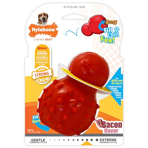 Nylabone Strong Chew Cone Stuffable Chew Toy for Dogs, Bacon Flavored Fillable Treat Toy, Medium/Wolf - Up to 35 lbs. (1 Count)