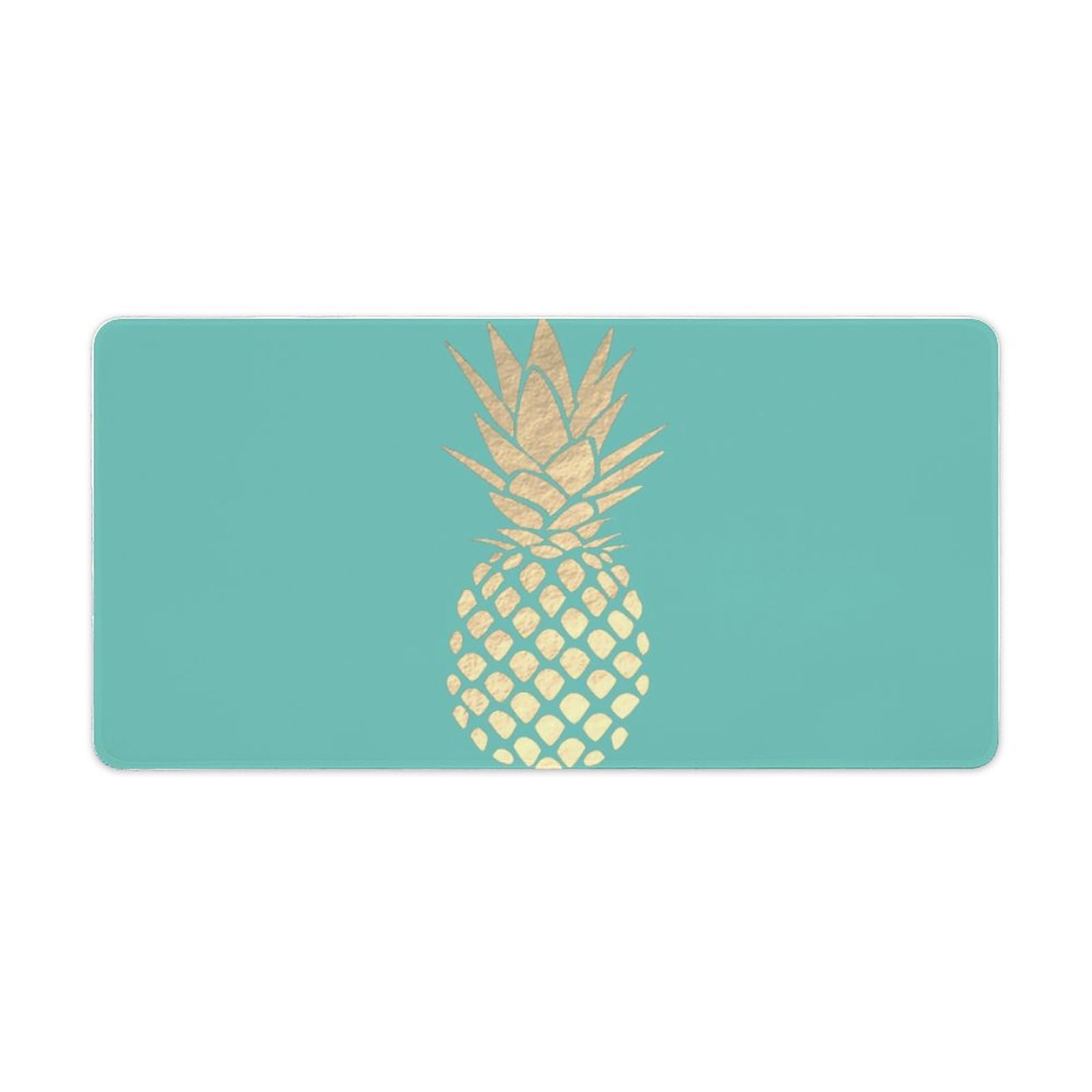 Mouse Pads Gold Pineapple on Teal Desk Mat Gaming Mousepad Non Slip Rubber Mouse Mat for Desk Keyboard, Wireless Mouse, Office Computer