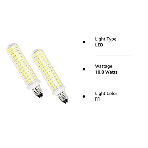 New Upgrade -E11 led Bulb,125 LEDs 100W 120W Halogen Bulbs Equivalent, 10w 1100lm, E11 Mini Candelabra Base White 6000k,AC 110V/130V,JD T3 T4 Bulb (2 Packs)