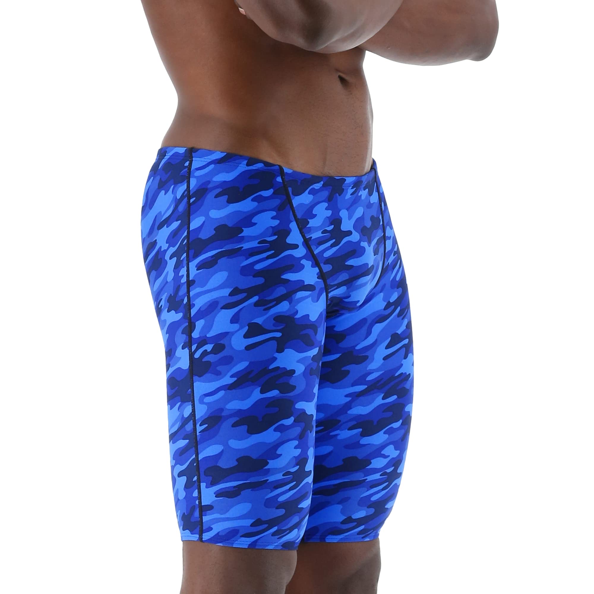 TYR Men's Standard Durafast Elite Athletic Jammer Swimsuit, Blue Camo, 28