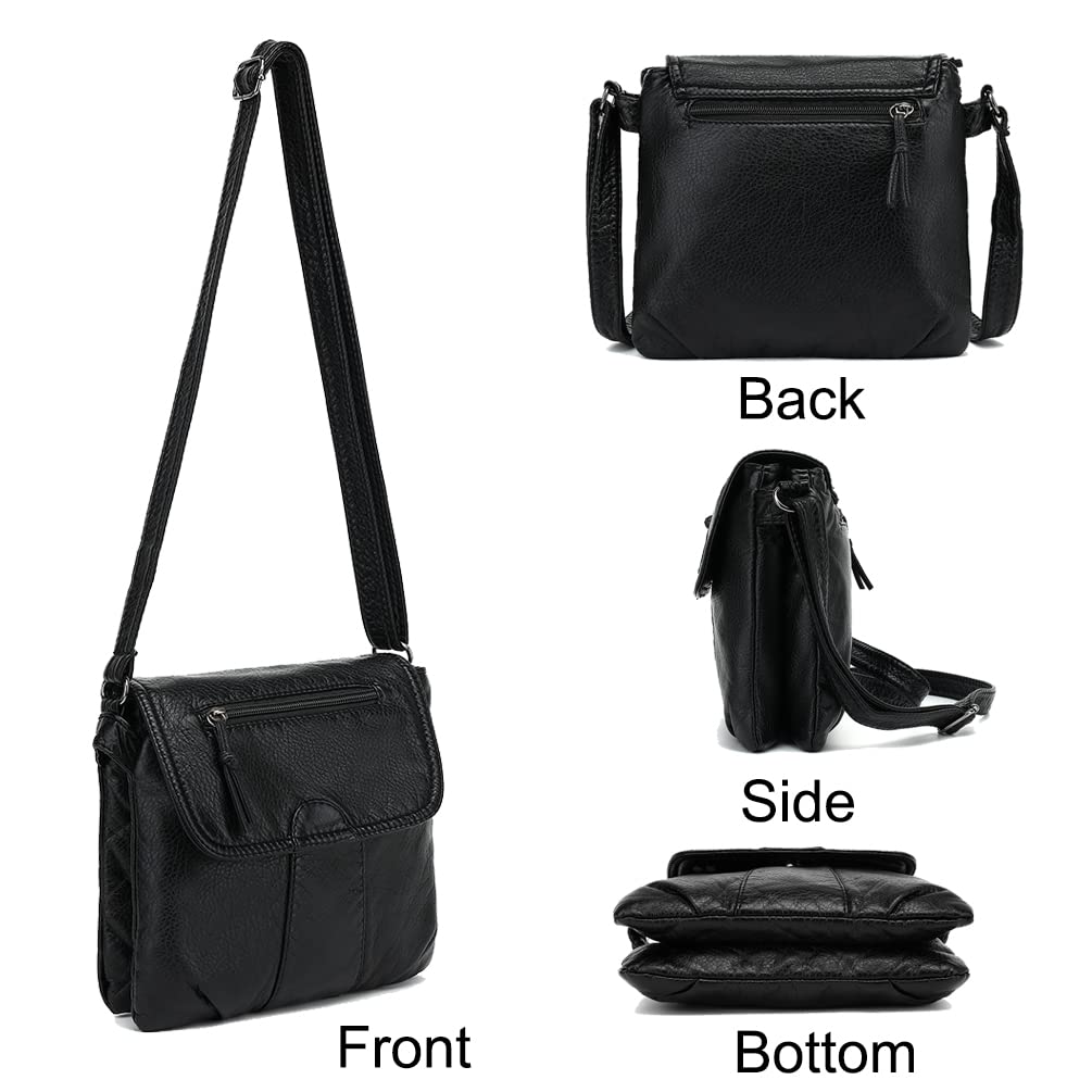 ZOVYRON Soft Leather Crossbody Purse for Women, Lightweight Crossbody Bag Multi Pocket Flapover Shoulder Bag