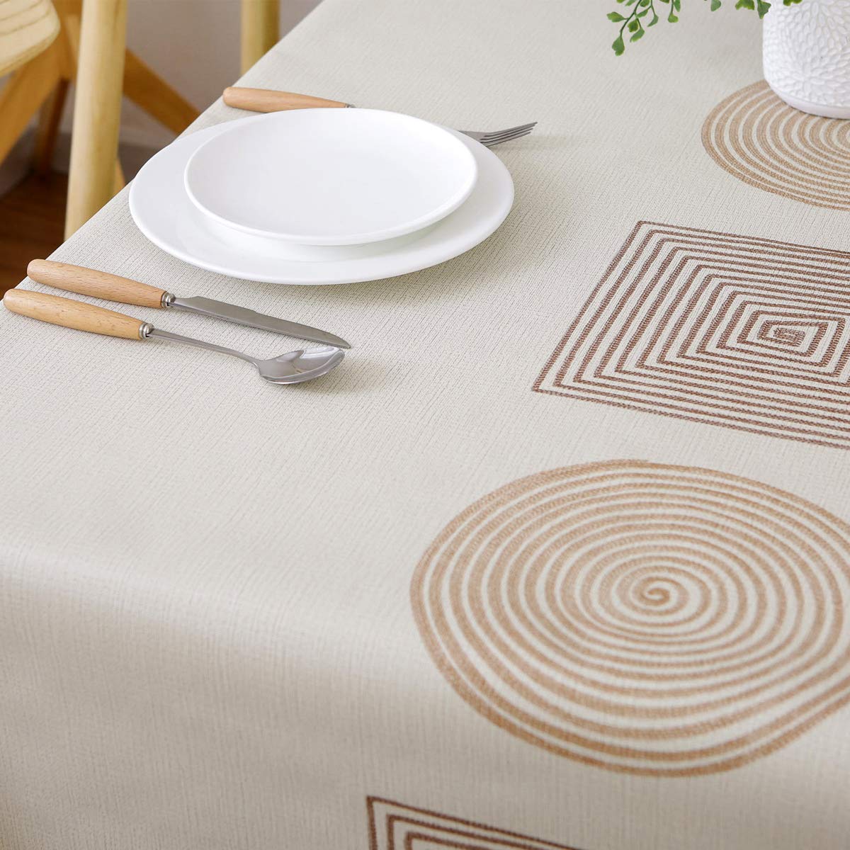 TruDelve Heavy Duty Vinyl Table Cloth Plastic Table Cloth for Kitchen Dining Table Wipeable PVC Waterproof Tablecloth for Rectangle Table(54"x84",Geometry)