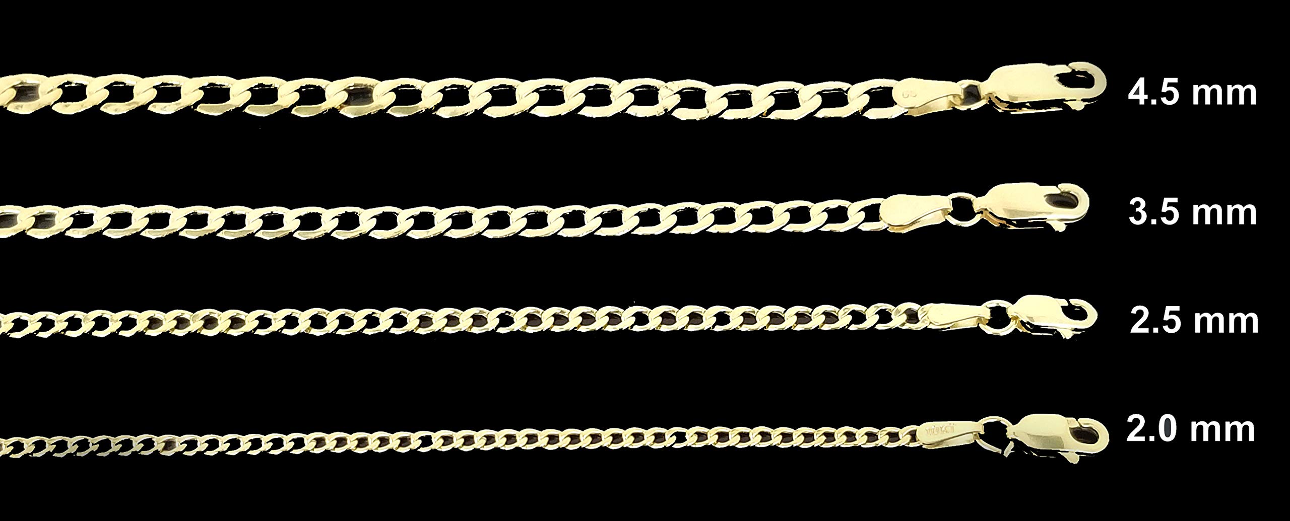 Real 10k Yellow Gold Hollow C-Link Men and Women Bracelet/Anklet 3.5 mm (10)