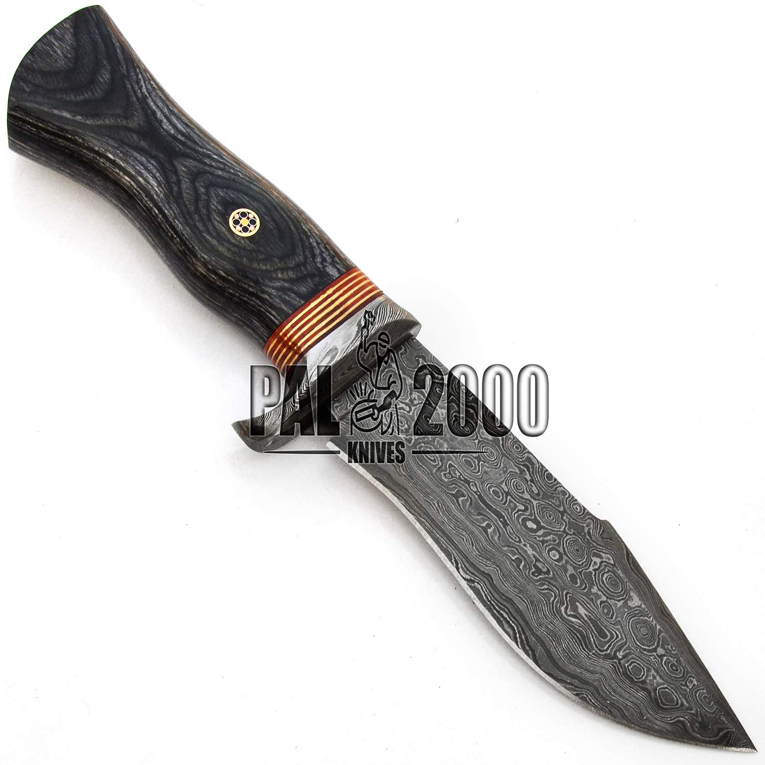 PAL 2000 KNIVES DAM-9812 Handmade Damascus Steel Fixed Blade Hunting Knife Rose wood Handle with Sheath