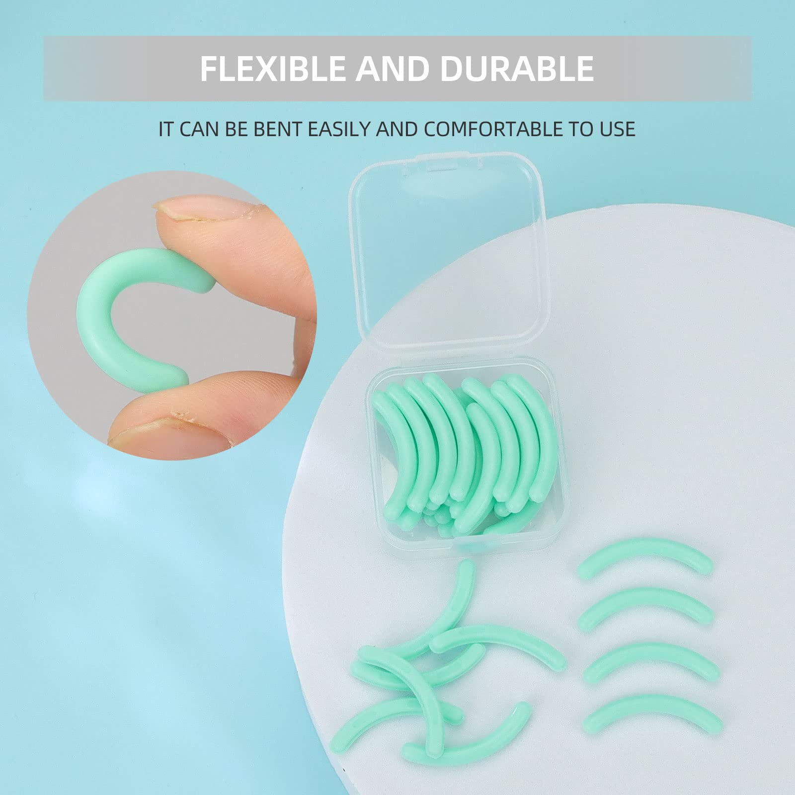 Zowor Rose Red Eyelash Curler Refills Pads-30 Pcs Silicone Replacement Refills Eye Lash Curler Pads for Universal Eyelash Curler with a Clear Storage Box
