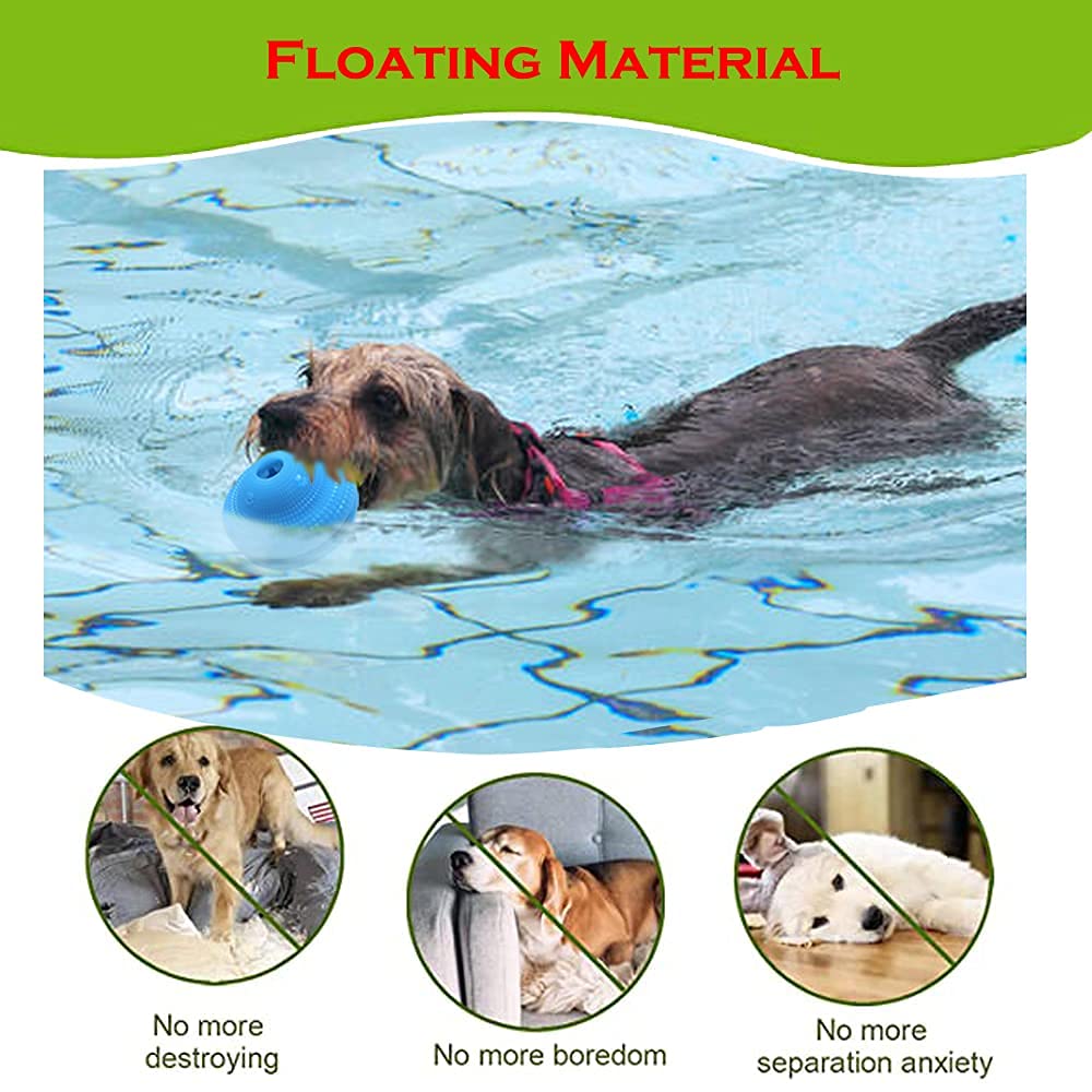 Slow Feeder Game Toys For Dogs,Teeth Cleaning Dog Chew Toys,Treat Dispensing Enrichment Ball,Durable Natural Rubber For Small Medium Dogs,Pets(blue)