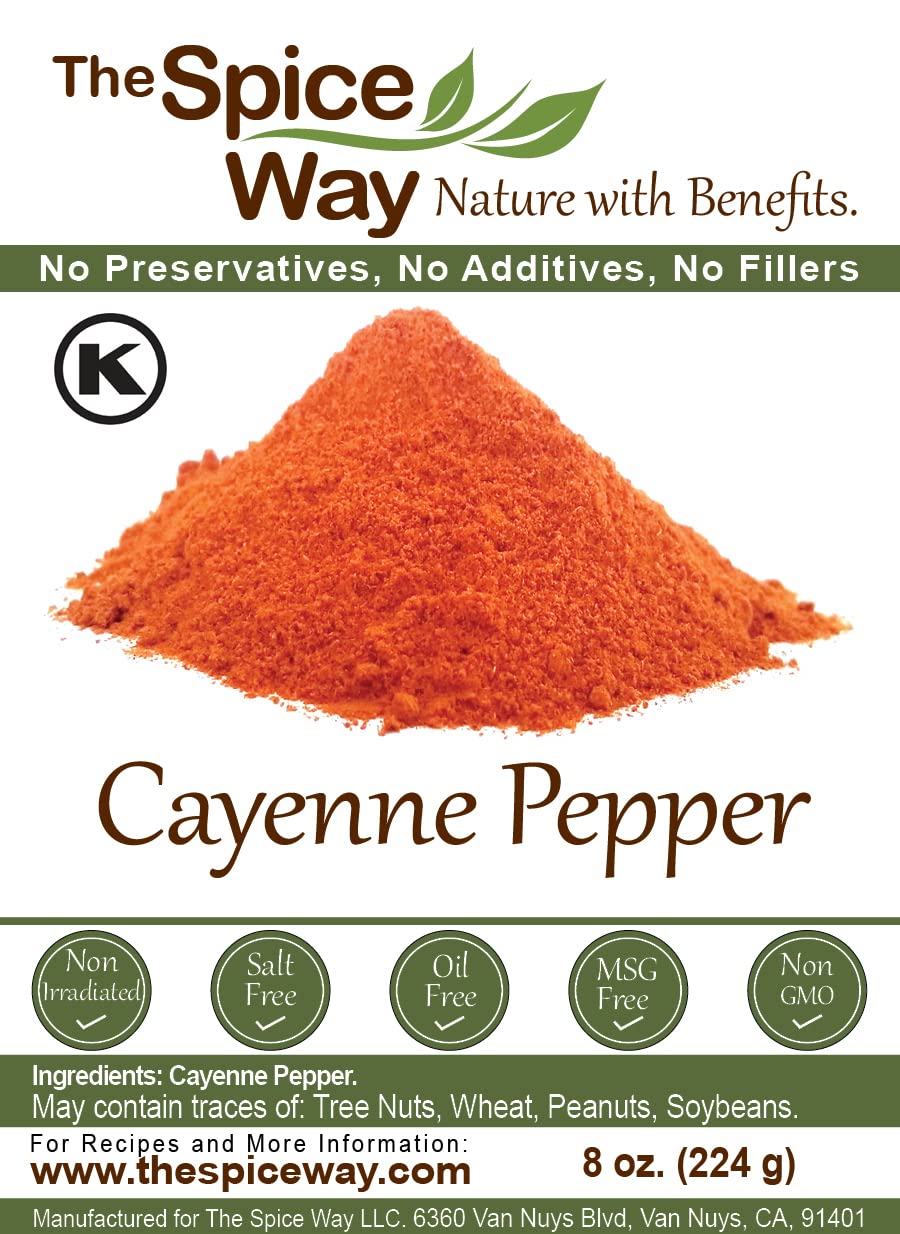 The Spice Way Red Pepper Premium Cayenne Ground - 8 oz - pure chile powder with 80,000 Heat Units