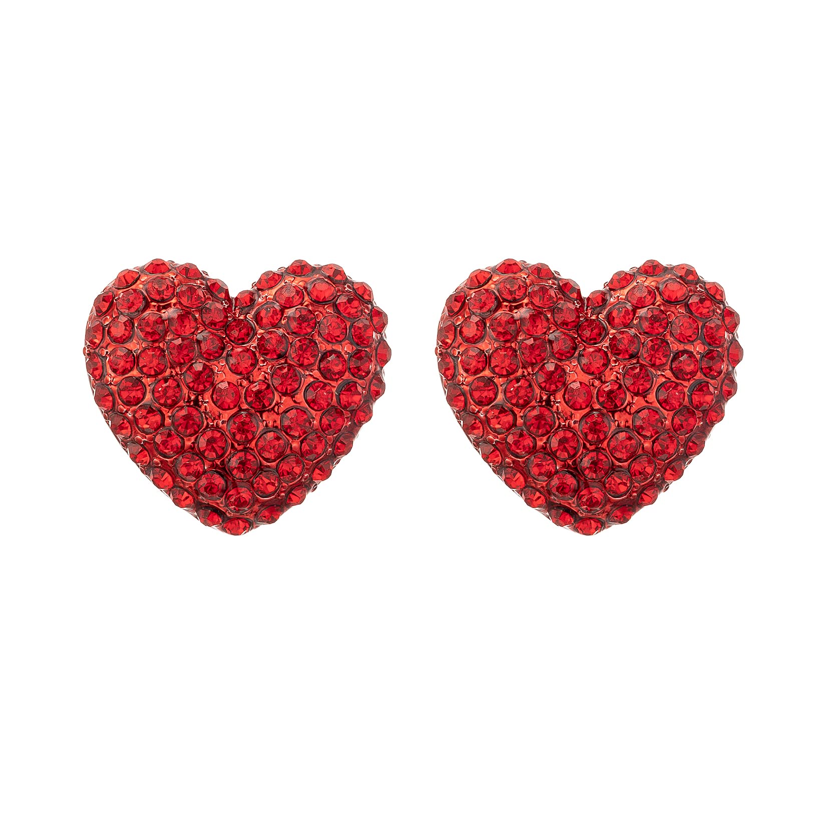 Valentines Day Earrings, Valentines Day Gifts for Her, Girlfriend, Wife, Big Red Heart Stud Earrings for Women, Sparkling Rhinestone Earrings, E03A