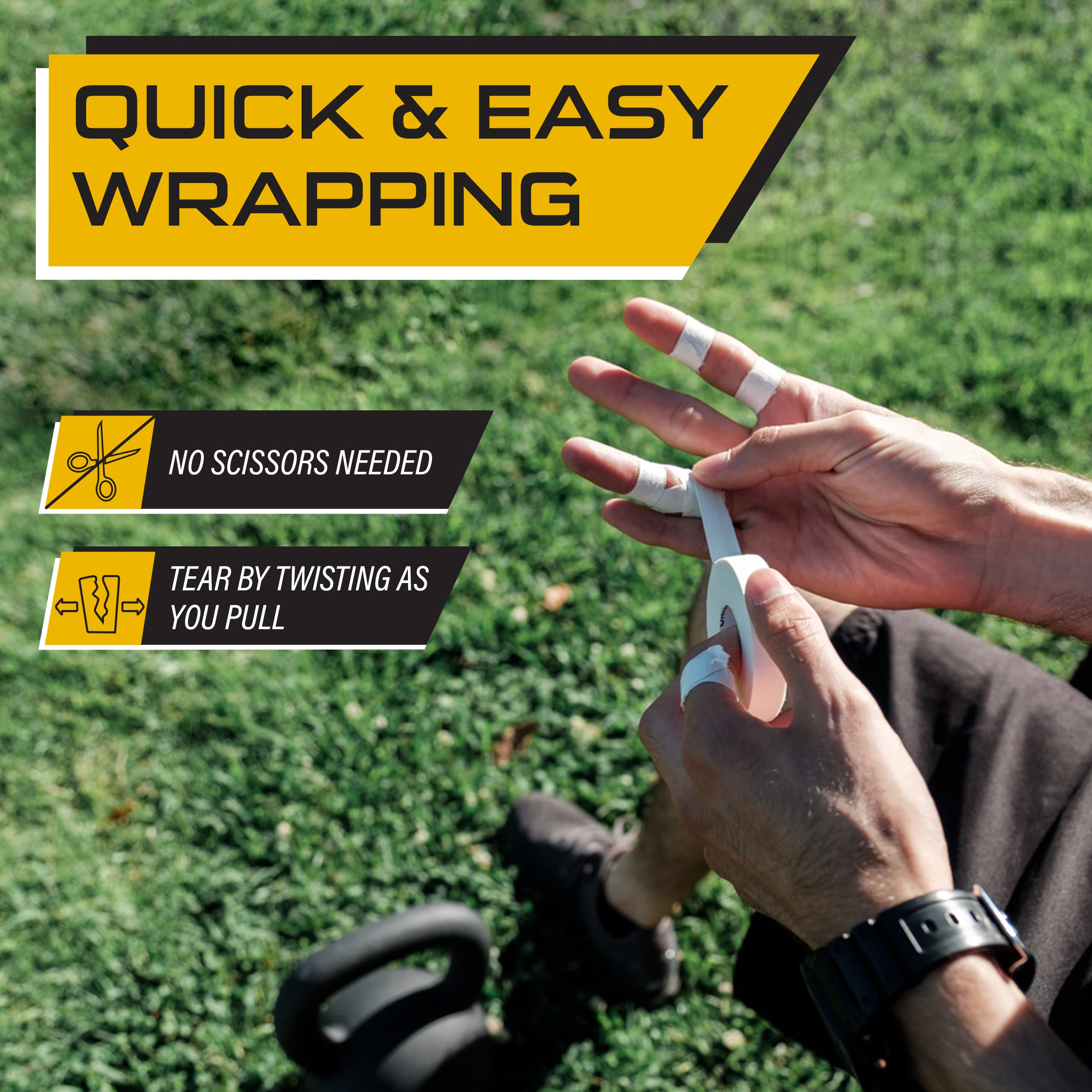 Nextrino Athletic Finger Tape - 3 Rolls, Latex-Free, Sweat-Resistant for Sports - White