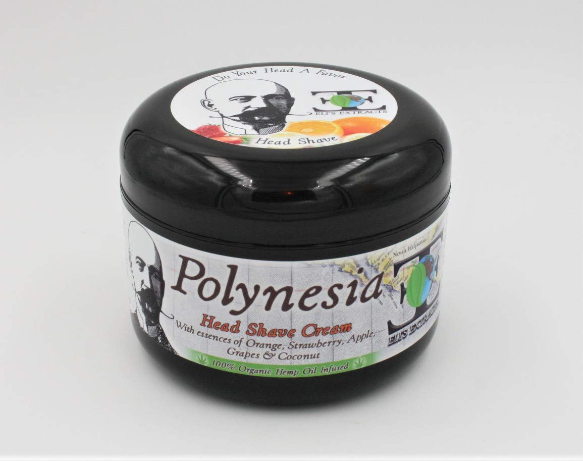 Polynesia Head Shave Cream - w/100% Organic Hemp Seed Oil - Do Your Head a Favor - Shave your head everyday and eliminate razor burn for good! Sooth & moisturize your head with essential oils & Aloe