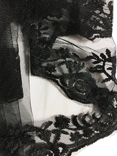 PAMOR Black Lace Veil Creative Mantilla Cathedral Tulle Sheer Wedding Halloween Veil for Bride With Comb