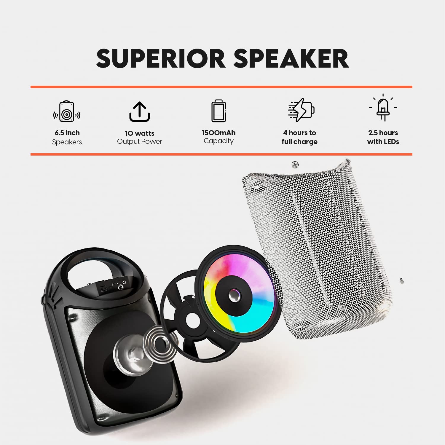 Starument Karaoke Machine for Kids with Bluetooth – Rechargeable & Portable Speakers with Microphone - Black