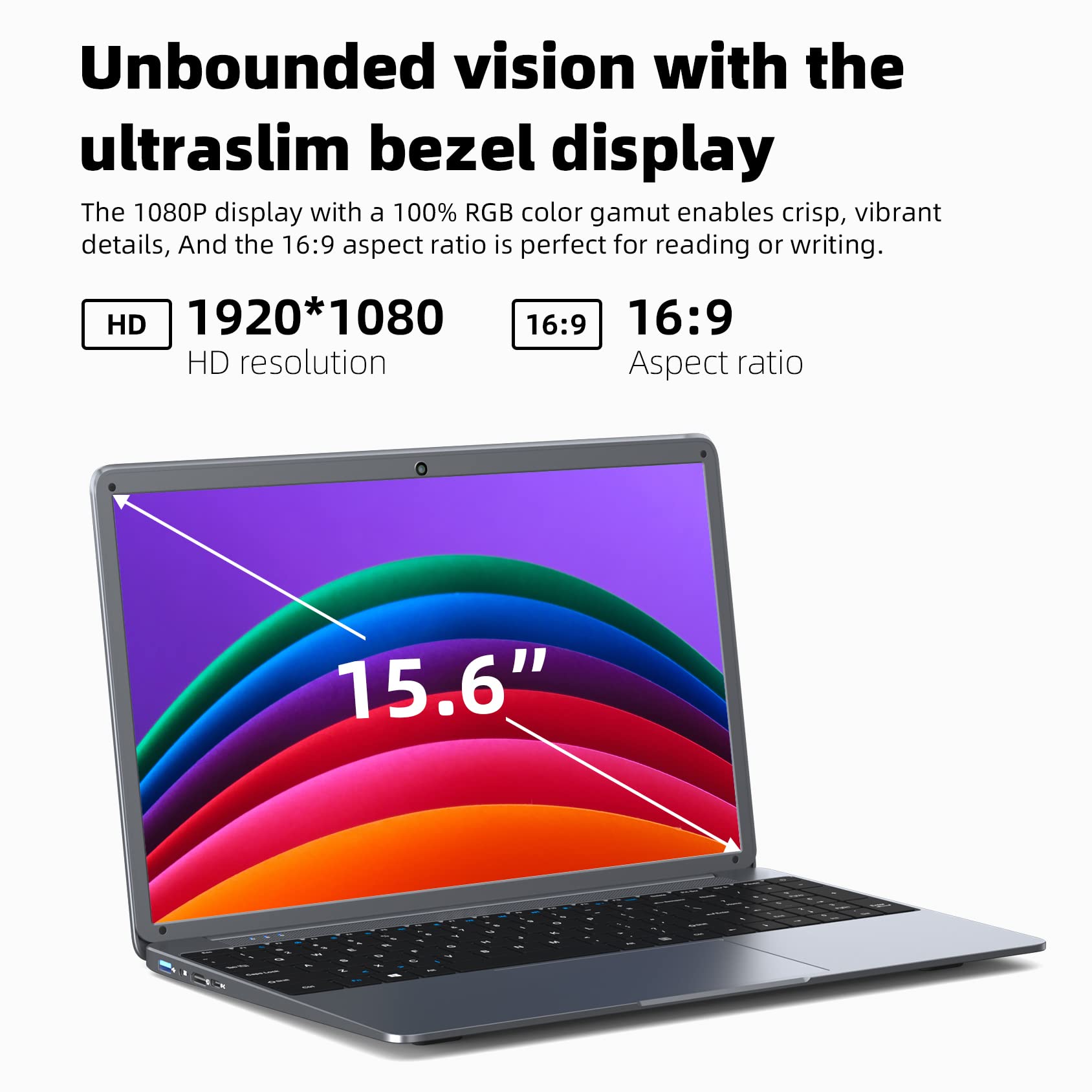 Naclud 15.6 Inch Laptop, 12GB DDR4 512GB SSD, Laptops Computer with Intel Celeron N5095 Processor(Up to 2.9GHz), FHD 1920x1080, Mini HDMI, 2.4/5.0G WiFi, Webcam, USB 3.0, Bluetooth 4.2
