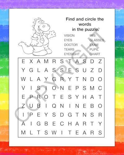 ZoCo - Learn About Eye Care - Coloring Books (50 Bulk Pack, Without Crayons) - Optometrist, Eye Doctor Gifts - Games, Puzzles, Activities for Kids