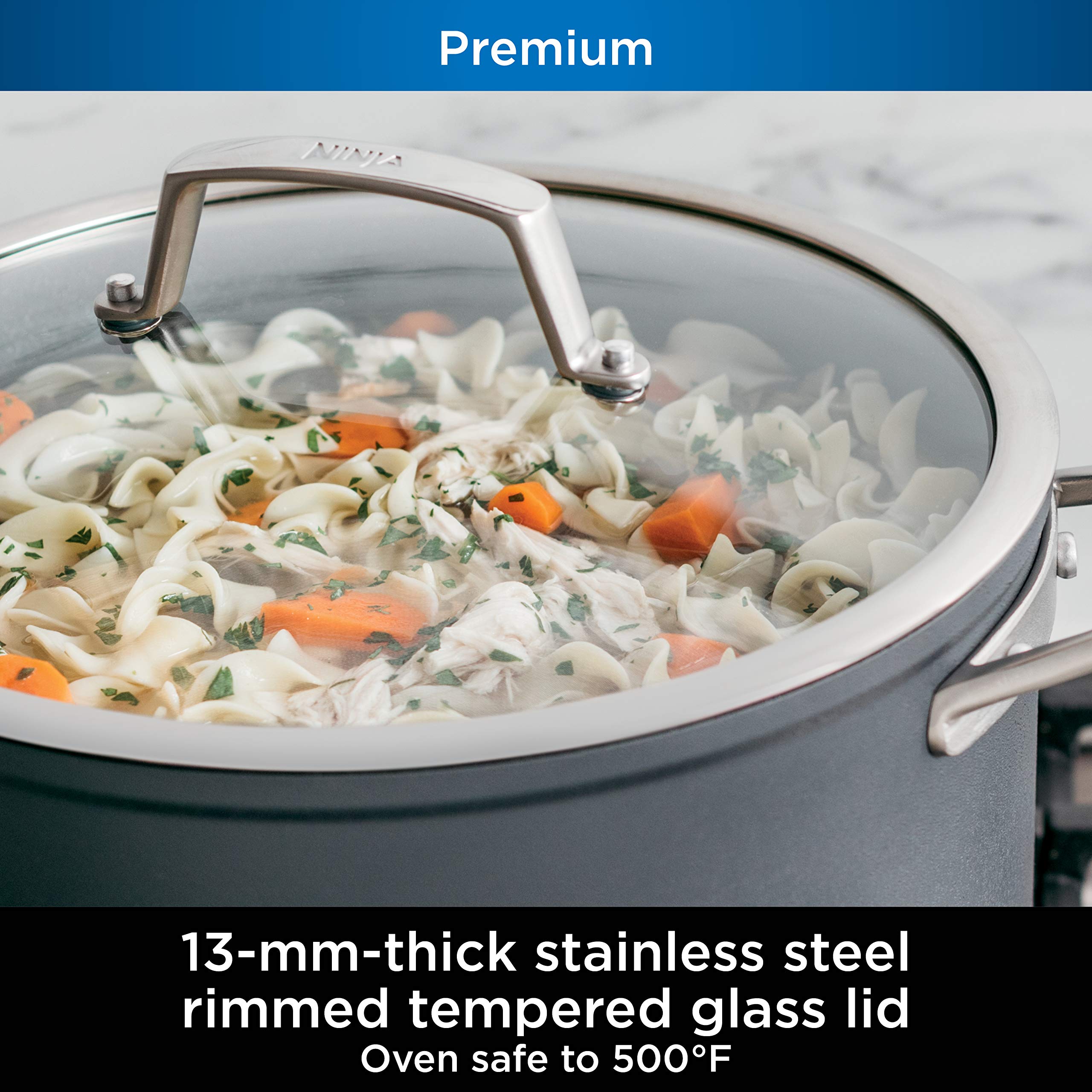 Ninja C30150 Foodi NeverStick Premium 5-Quart Sauté Pan with Glass Lid, Hard-Anodized, Nonstick, Durable & Oven Safe to 500°F, Slate Grey