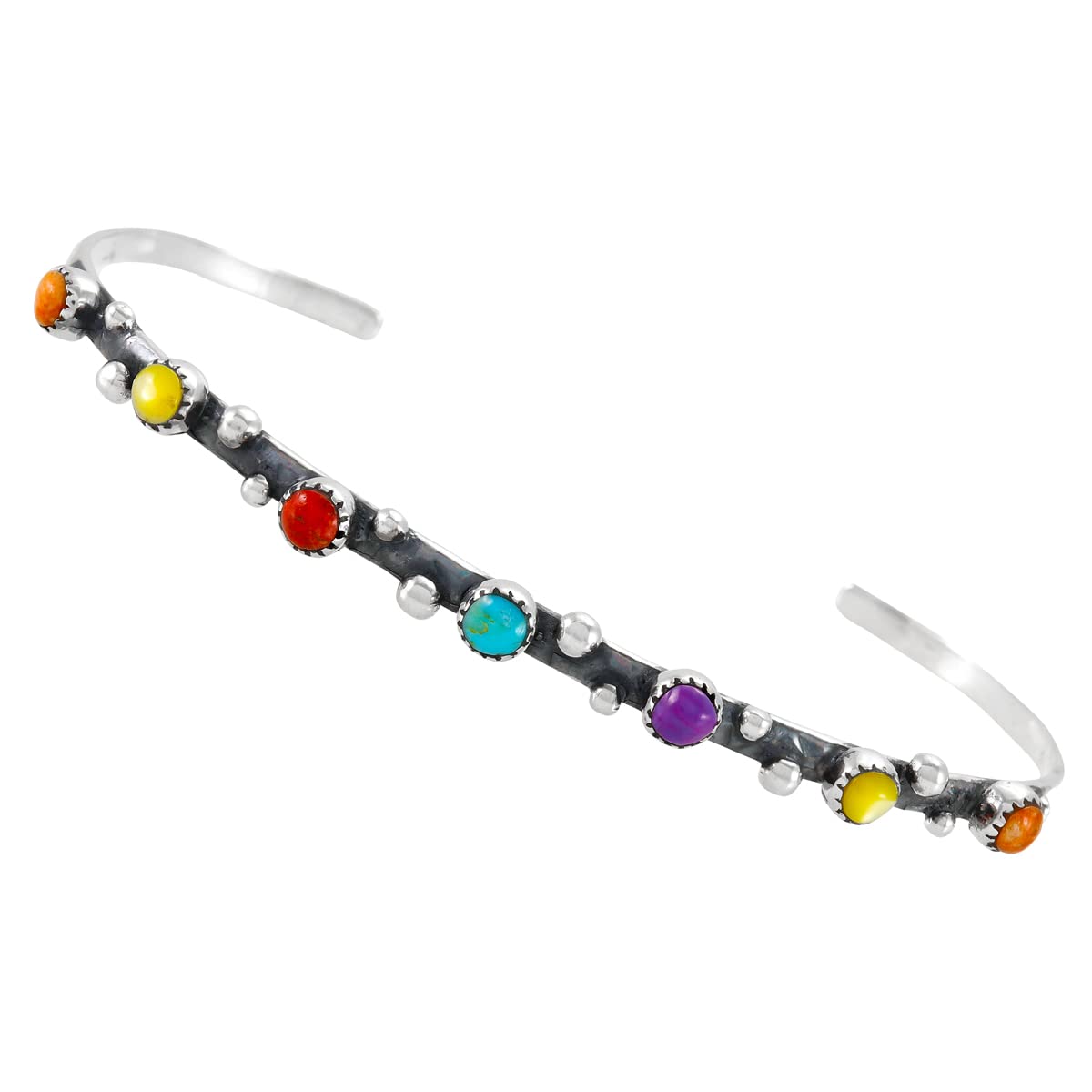 Turquoise Bracelet Sterling Silver 925 Genuine Turquoise Stackable Bracelet (Turquoise)