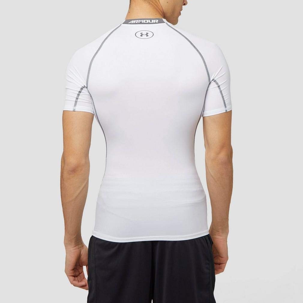 Under Armour Men's HeatGear Armour Short Sleeve Compression T-Shirt (as1, Alpha, m, Regular, Regular, Carbon Heather/Black 090)