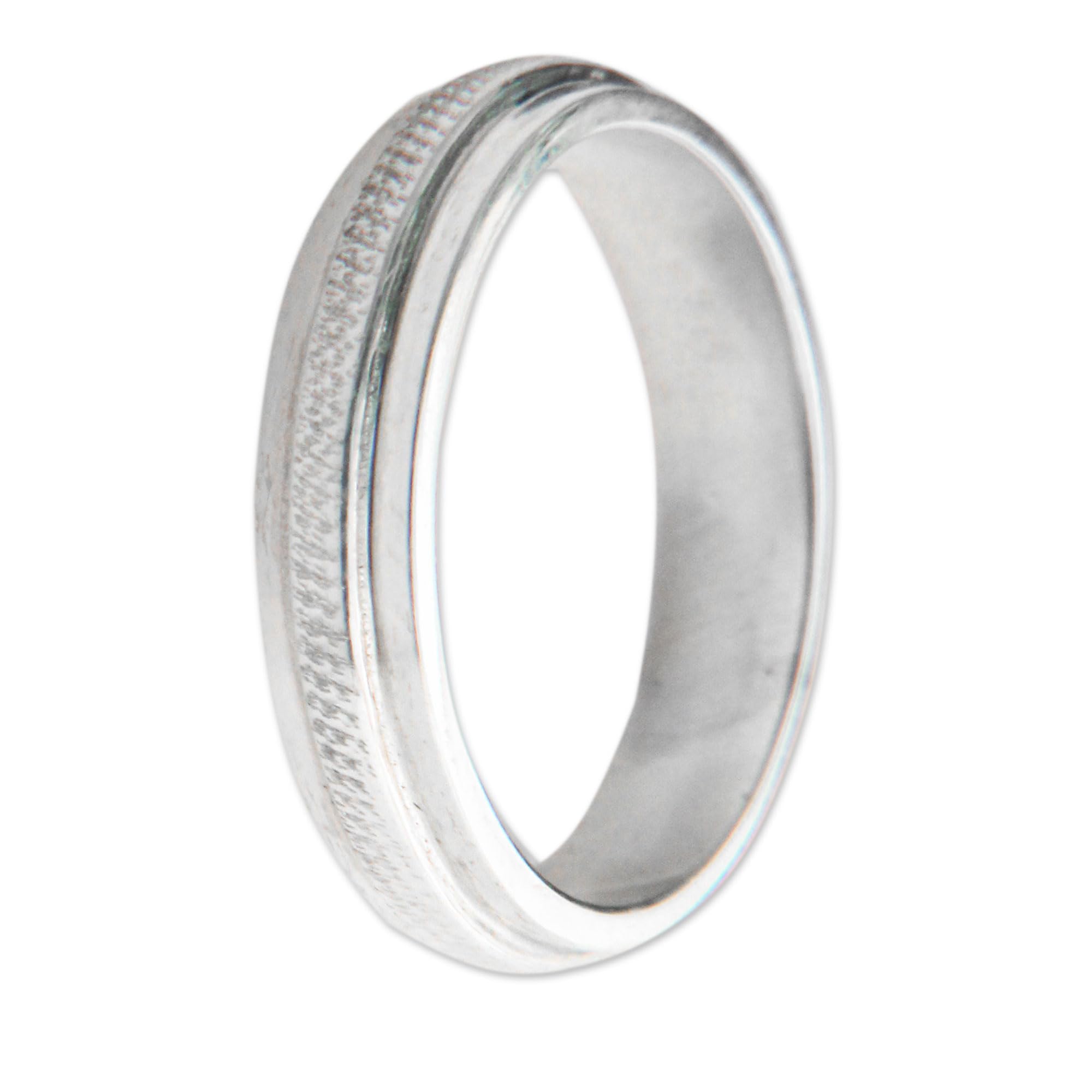 NOVICA Artisan Handmade Sterling Silver Band Ring Fair Trade Artisan Jewelry No Stone Indonesia Modern [band Width 5 mm W] ' Artful'