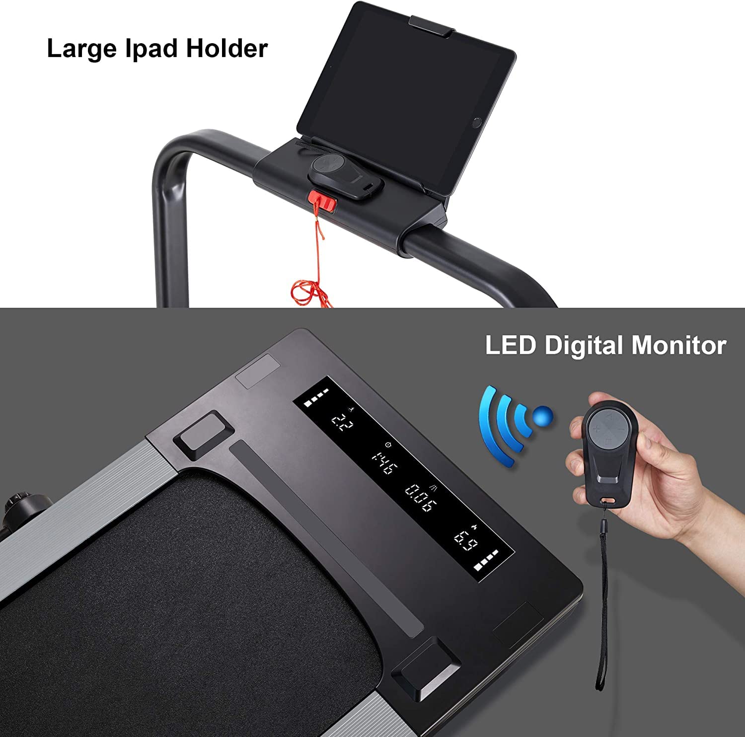 Under Desk Treadmill Folding Treadmill Electric 2-in-1 Treadmill for Home and Office Walking Running Machine with Remote Control Max. Capacity 220 Lbs