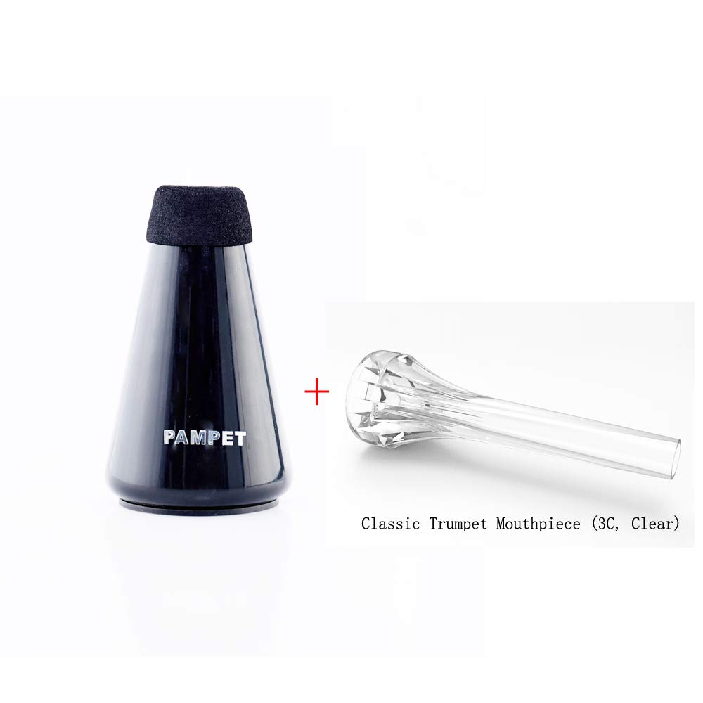 PAMPET Lightweight Practice Trumpet Mute Silencer Trumpet Straight Mute With 3C Trumpet Mouthpiece