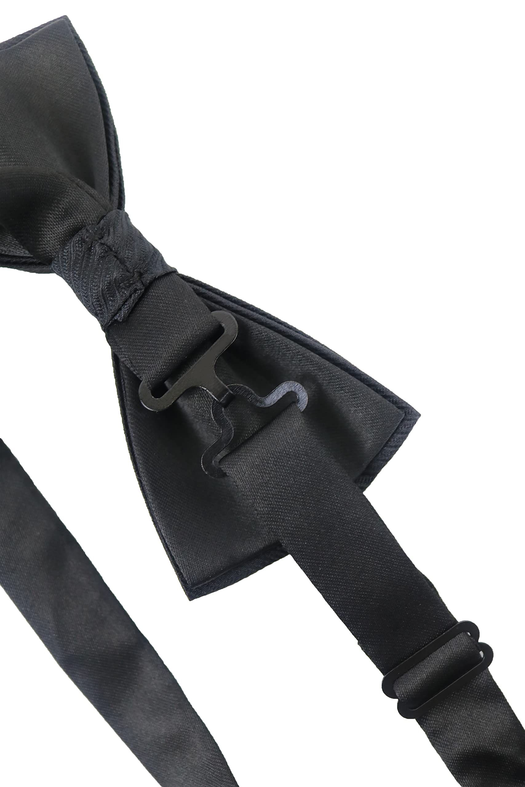 TASTION Black Bow Ties for Men Solid Color Pre-Tie Bow Tie Classic Plain Satin Formal Tuxedo Adjustable Bowties for Wedding & Party
