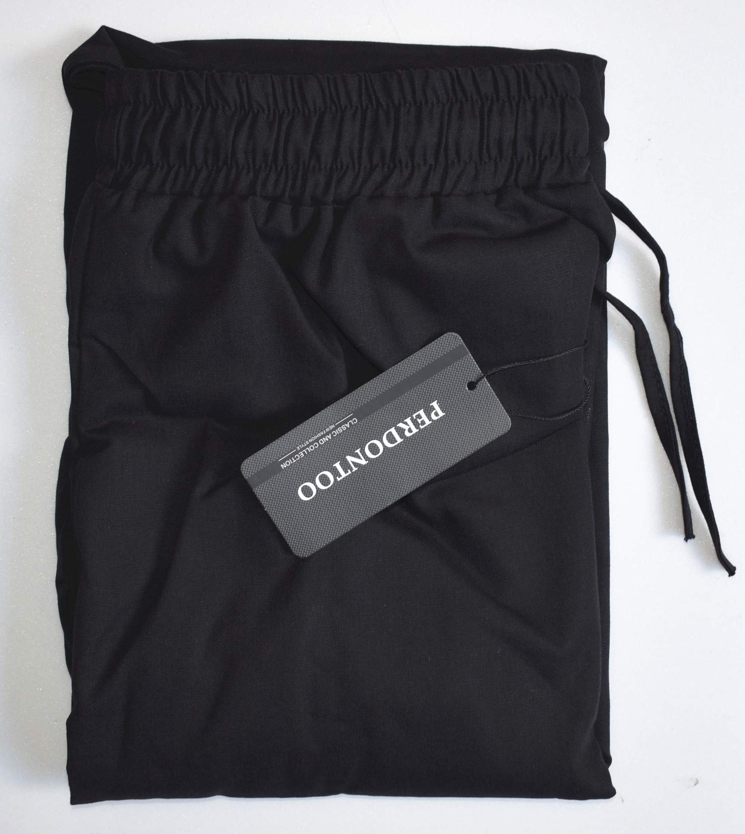 perdontoo Mens Harem Jogger Pants Loose Fit Elastic Waist Drawstring Aladdin Hippie Trousers (29, Black)