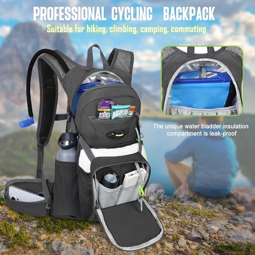 N NEVO RHINO Multipurpose Hydration Backpack with 3L Water Bladder, High Flow Bite Valve, Perfect Water Backpack 18L for Hiking, Cycling