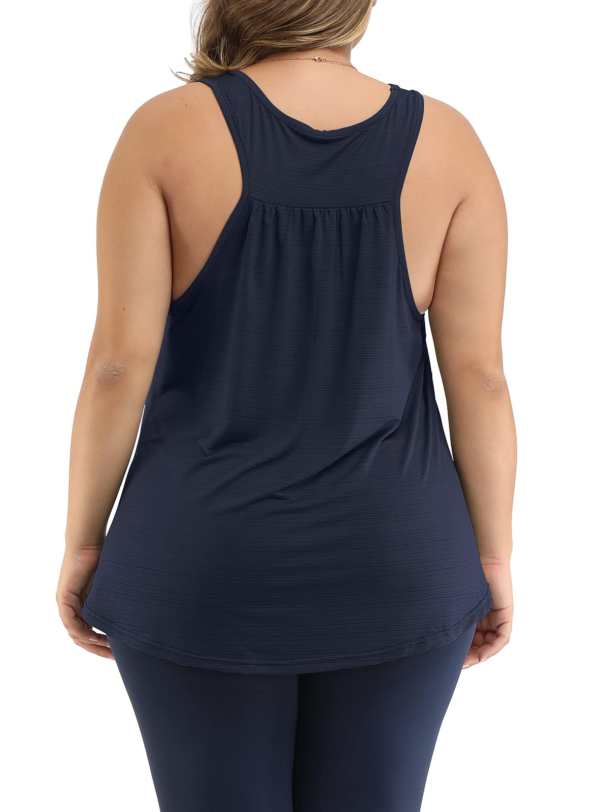 Uoohal Plus Size Workout Tank Tops for Women Sleeveless Womens Tops Yoga Tanks Solid Dark Blue 2X