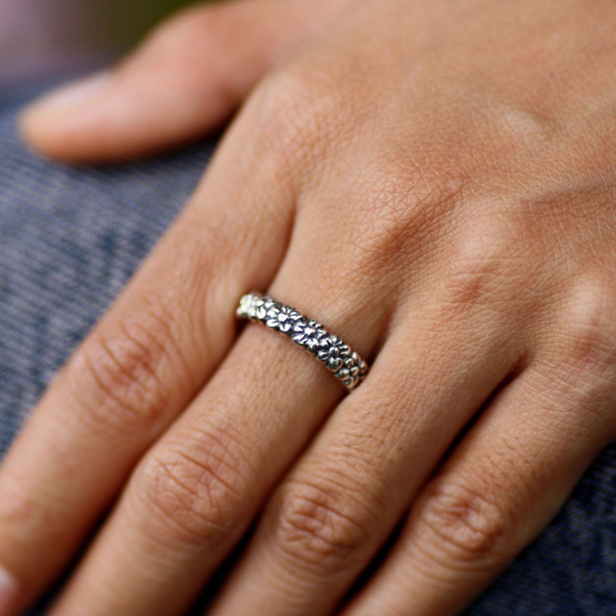 NOVICA Artisan Handmade Sterling Silver Flower Ring Floral Band No Stone Indonesia [0.2 in W] ' Silver Garland'