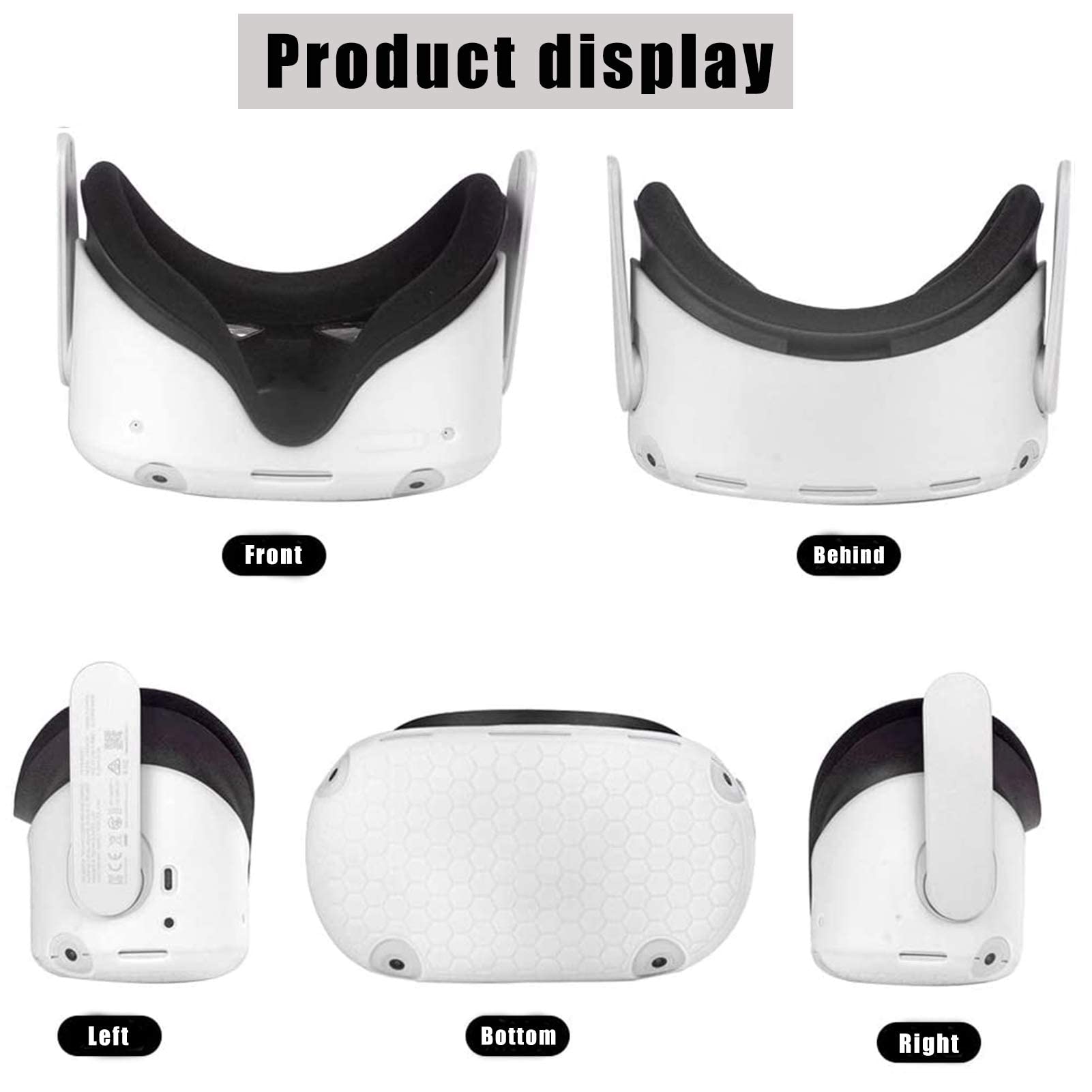 TATACO Oculus Quest 2 VR Shell Silicone Face Protector Cover - Sweat-Proof, Non-Slip, Washable, Anti Scratch Anti Dust(3pc+1pc-Transparent)