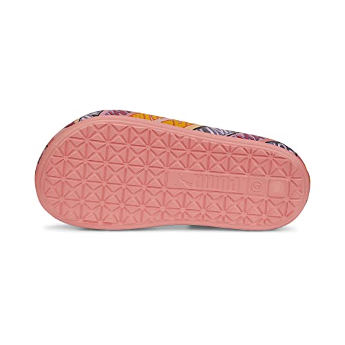 PUMA Women's Shibui Cat Slide Sandal, Flamingo Pink-Luminous Pink-Spectra Yellow Silver, 10