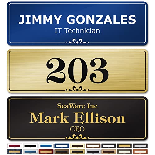 Name Plates for Doors, Custom Office Door Signs, Personalized Wall Plaques - 2.5x8 Inch, 18 Colors, (Prestige) Made in USA By My Sign Center