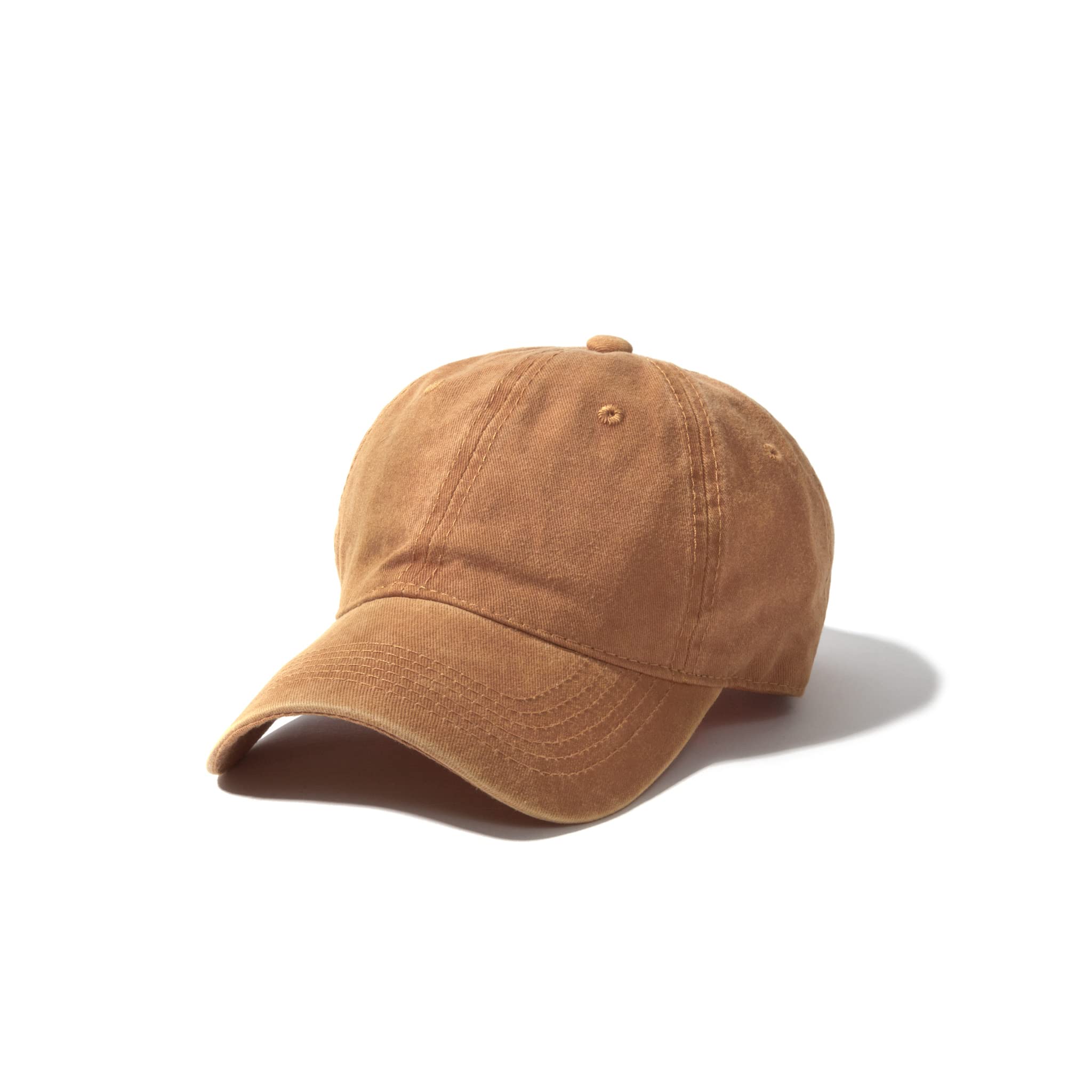 Washed Baseball Cap, Vintage Plain Dad Hats for Men/Woman, Unstructured Low Profile Denim Blank Cap - Amber Orange