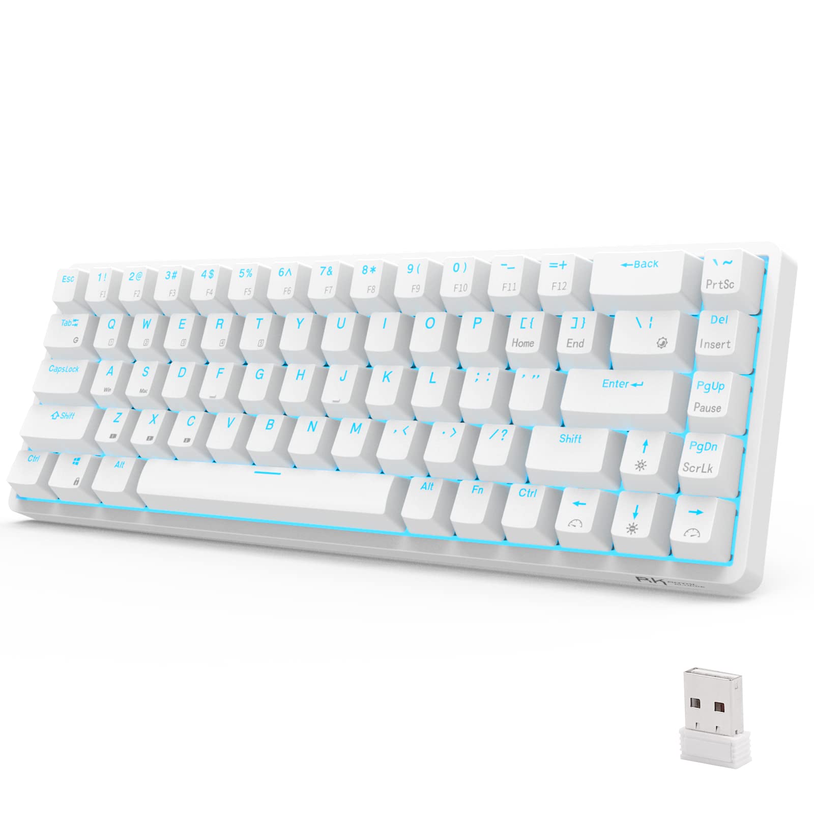 RK ROYAL KLUDGE RK G68 2.4Ghz Wireless/Bluetooth/Wired 65% Mechanical Keyboard, 68 Keys Hot Swappable Red Switch Gaming Keyboard with for Win/Mac