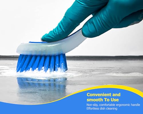 Zuvo Plastic Long Handled Scrubbing Suction Cup, Durable Bristles,Dish Washing Brush.Washing Up Kitchen Brush, Assorted Colour, 5 X 21 X 5 cm-Pack of 3