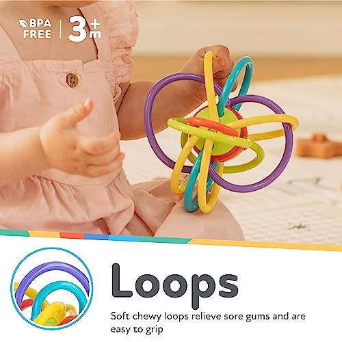 Nuby Lots A Loops Sensory Multicolor Teether and Baby Rattle Toy - 3+ Months - Baby Teething Toy