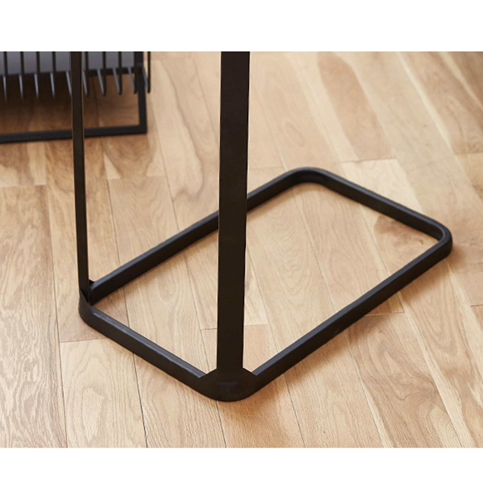 Middai End Table C-Shaped, Living Room Narrow Side Tables 20D X 12W X 22" H, Black Tempered Glass Top, Bedside Snack Table(Size:50 * 30 * 55CM,Color:Black)