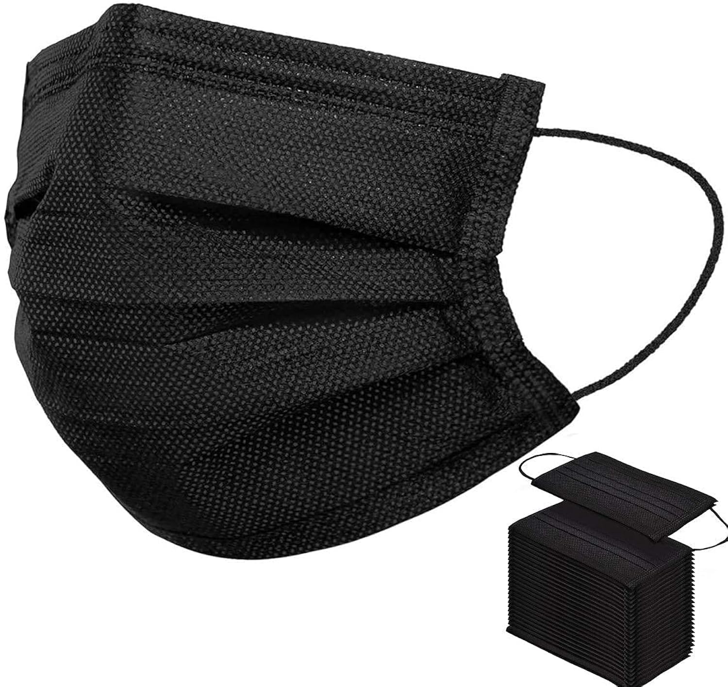 PLAY X STORE 50 Pcs Black Face Masks Breathable Dust Mask Stretchable Elastic Ear Loops - Black Face Mask