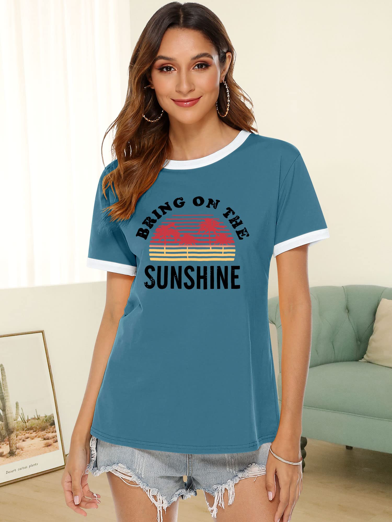 Nlife Bring On The Sunshine Graphic Long Sleeves Tees Blouses for Women Tops Sweaters for Women