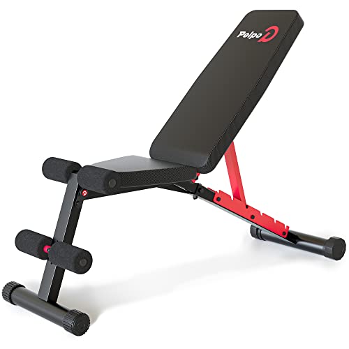 Pelpo Weight Bench for Full Body Exercise, Adjustable Workout Bench Press for Home Gym Strength Training And Weightlifting, Incline/Decline Utility Extension Bench Set For 6 Positions, Black Frame