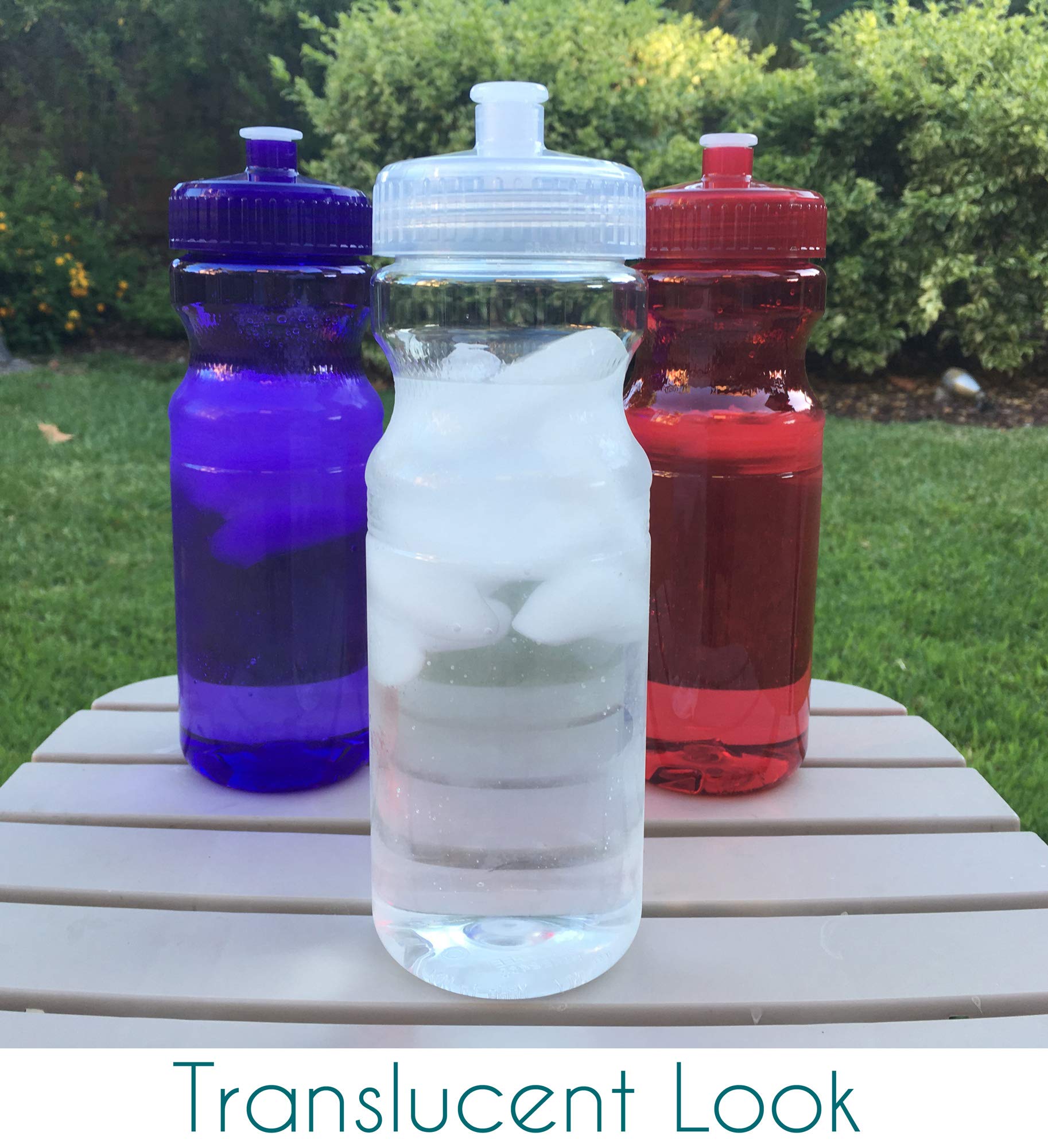 Rolling Sands 24 Ounce BPA-Free Clear/Clear Plastic Water Bottles, Set of 10, Made in USA