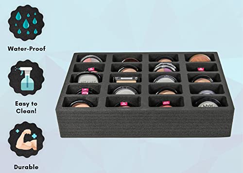 Polar Whale 2 Large Compact Organizer Stands Premium Durable Black Foam Tray Washable Waterproof Insert Storage for Home Bathroom Bedroom Cosmetic 16 x 11 x 3 Inches 20 Compartments