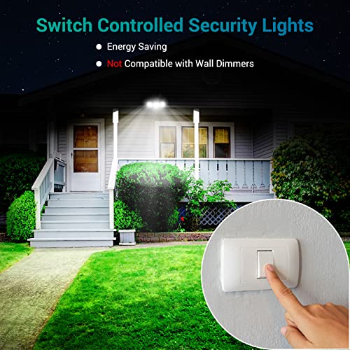 USTELLAR 55W Flood Lights Outdoor, Switch Controlled LED Flood Light Outdoor 5500LM 5000K, IP65 Waterproof Exterior Security Light,Outside Spotight for Garage Eave Yard 2 Pack (White)