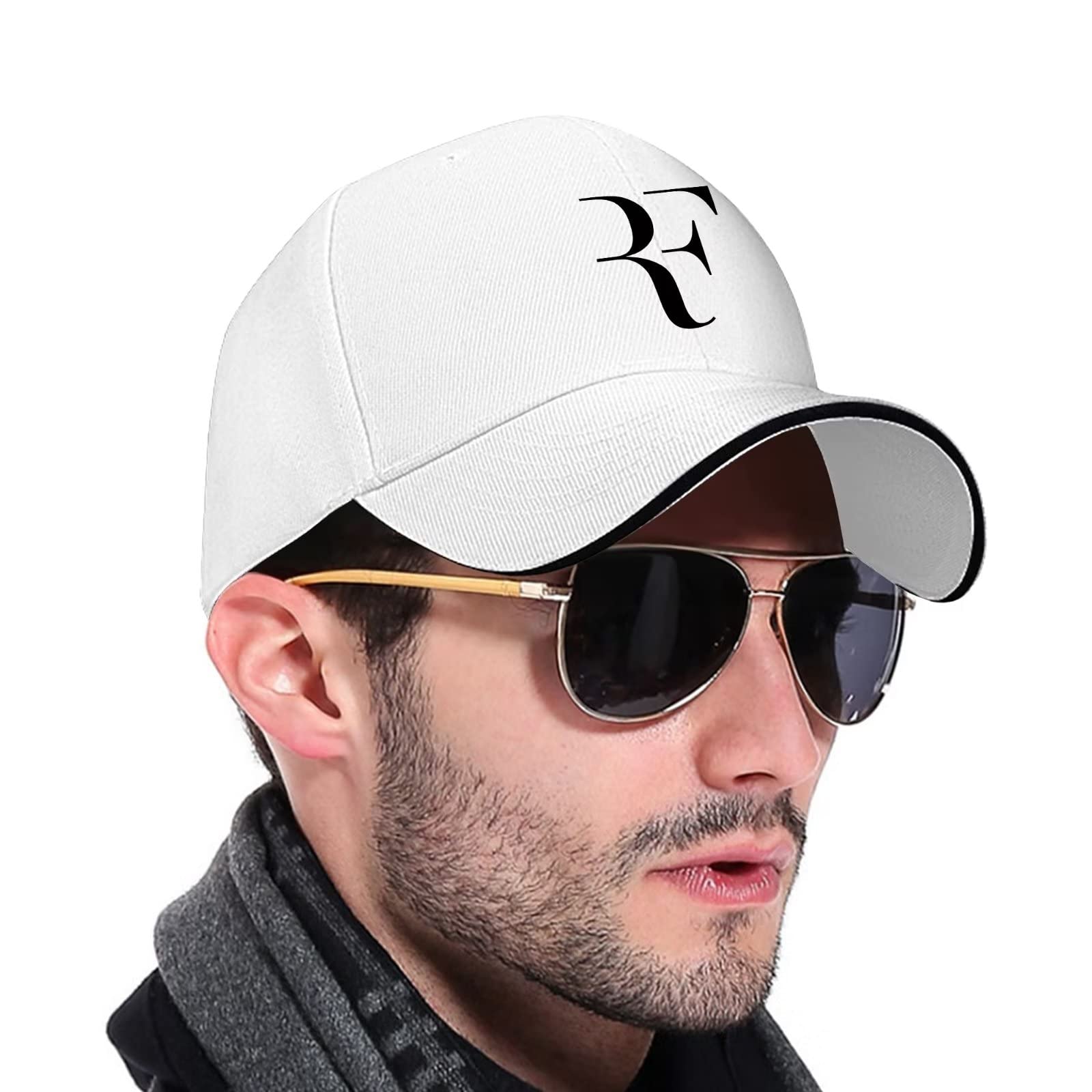 ROGER FEDERER hat Adult Unisex Classic Adjustable Sandwich Baseball Hats for Men&Women White