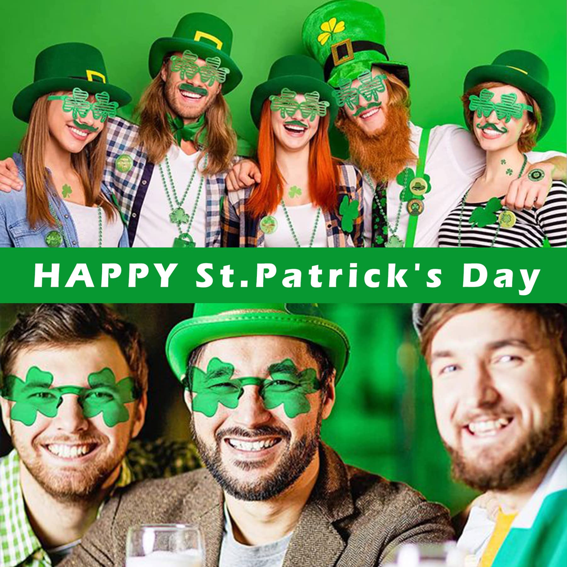 St. Patrick’s Day Sunglasses Irish Shamrock Green Four Leaves Leprechaun Costume Glasses