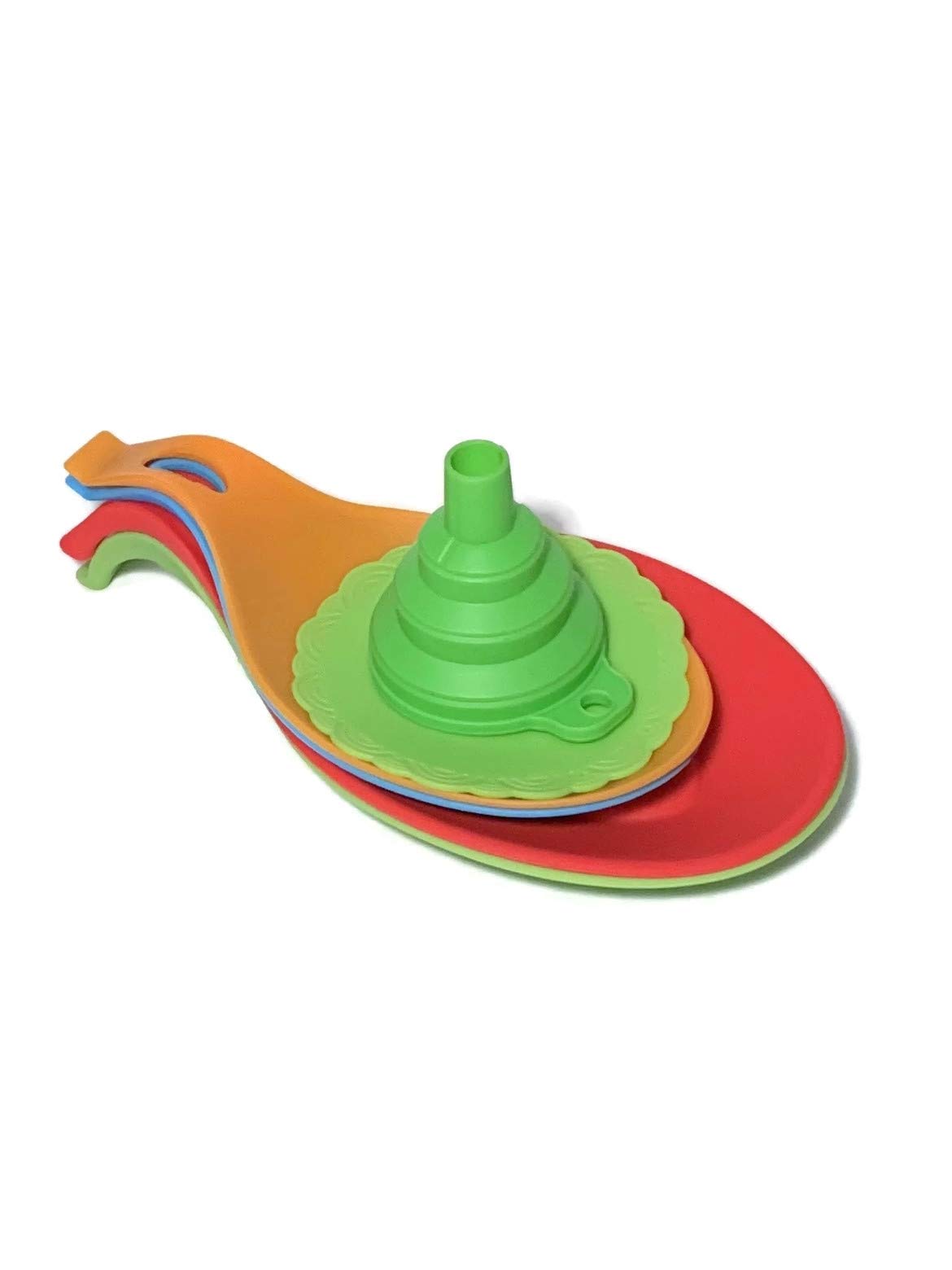 WillourGarbry Spoon Rest Utensil Holder Set of 4 Large and Small Food Grade Silicone Includes Funnel and Coaster