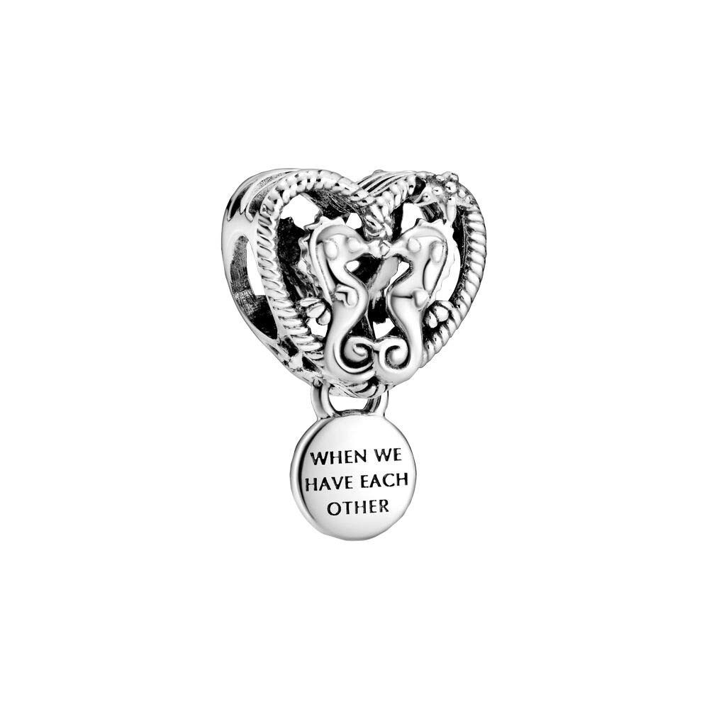 PANDORA Openwork Seahorses Heart 925 Sterling Silver Charm - 798949C00
