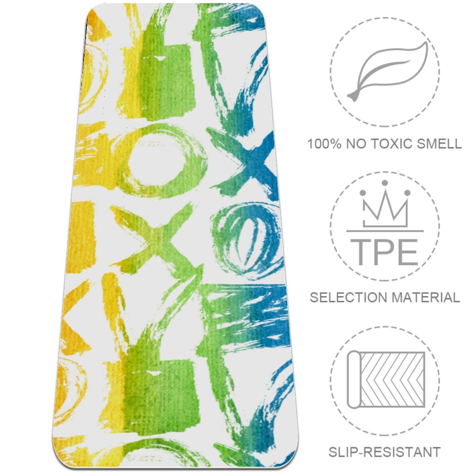 Yoga Mat, Yoga Mats for Home Workout, Workout Mat, Exercise Mats, Pilates Mat, Peace Rainbow Xoxo Love Is Love
