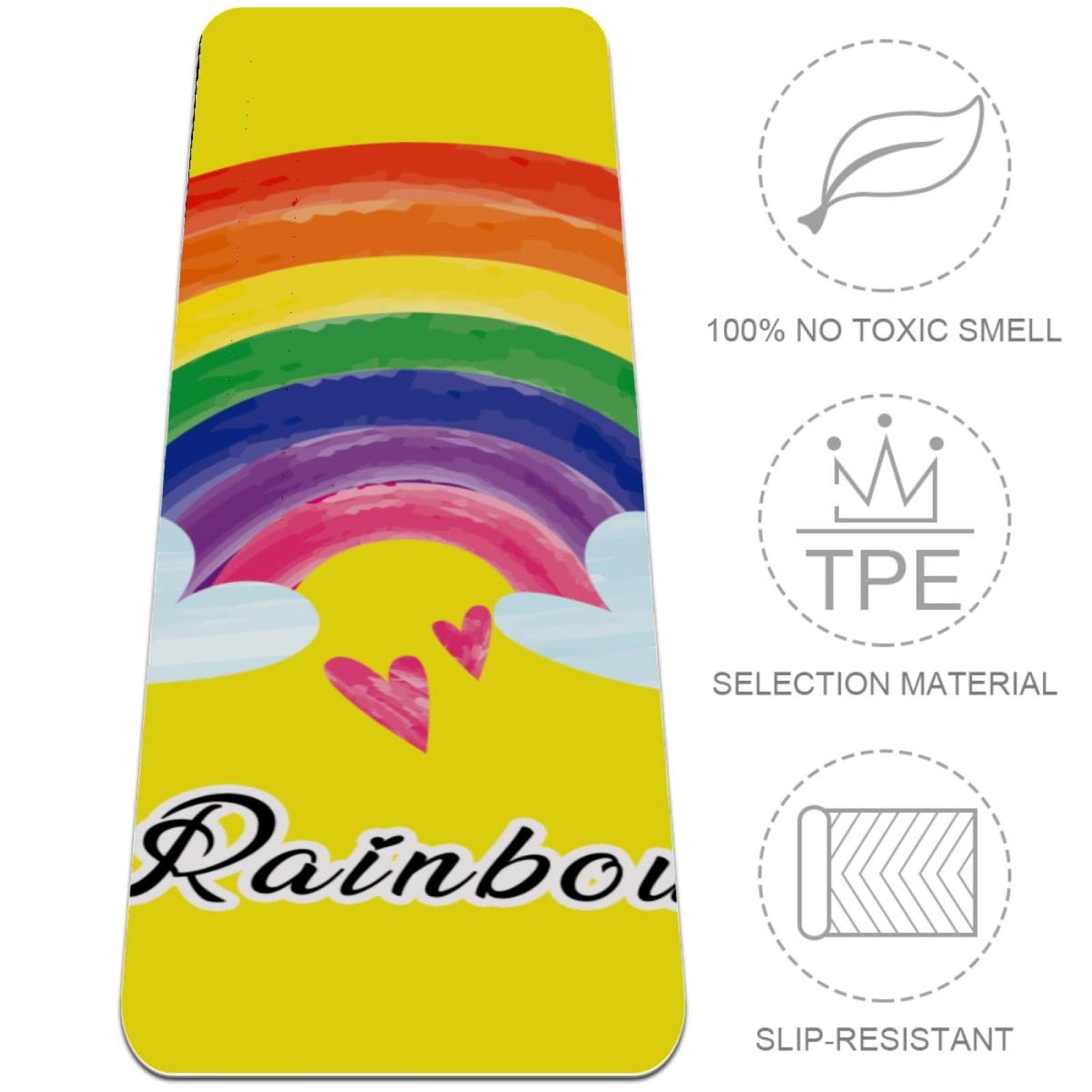 Yoga Mat, Yoga Mats for Home Workout, Workout Mat, Exercise Mats, Pilates Mat, Rainbow