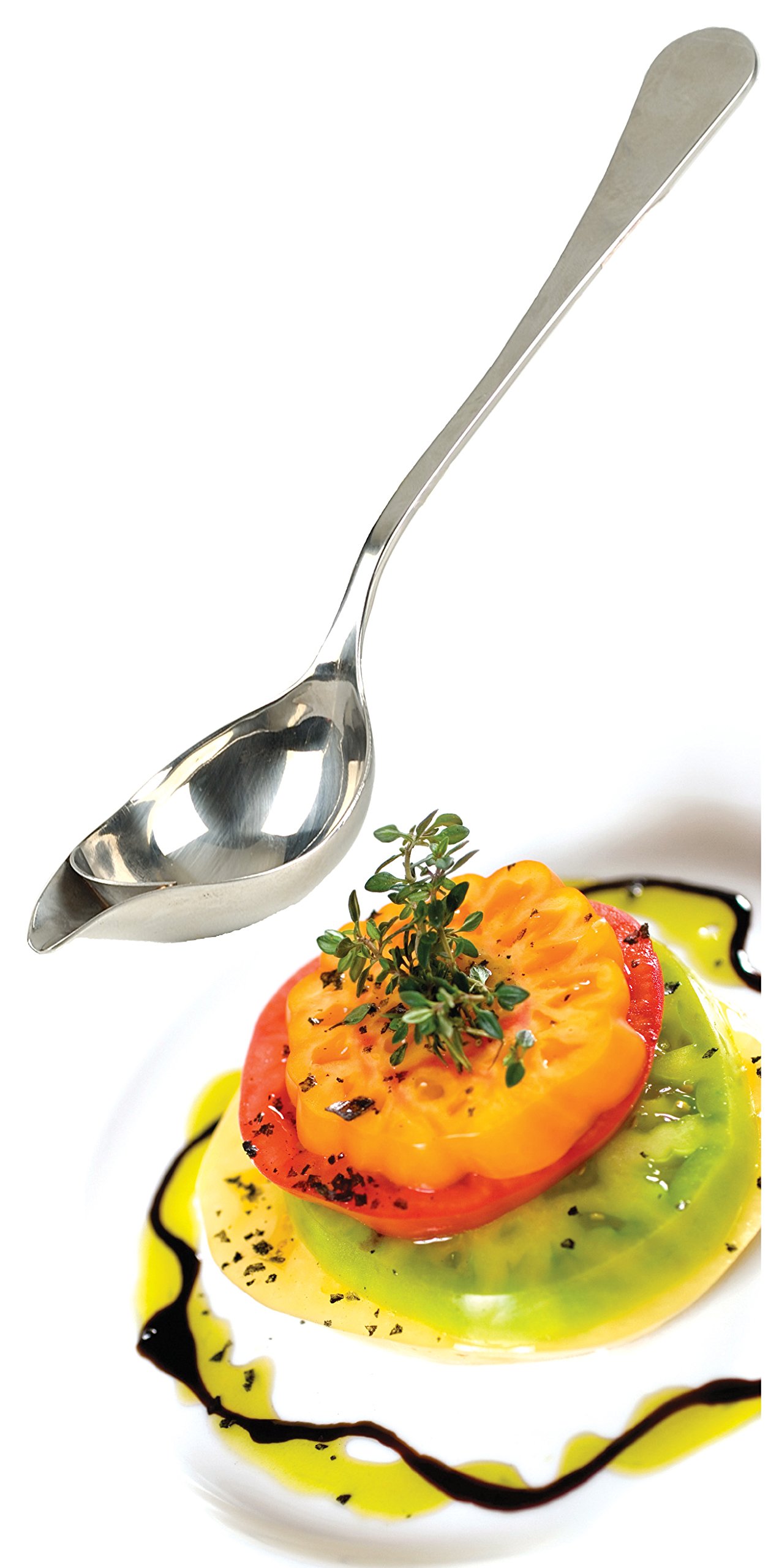 RSVP International Endurance Culinary Sauce Spoon, Mini Ladle with Gravy Pour Spout, Dishwasher Safe, 18/8 Stainless Steel, 9x1.75x2"
